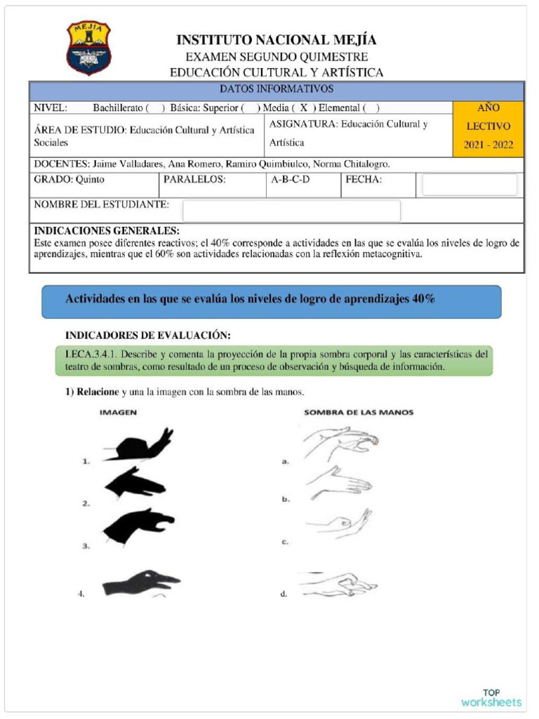 001 Evaluacion Eca Quinto Grado 2do Trimestre Pdf