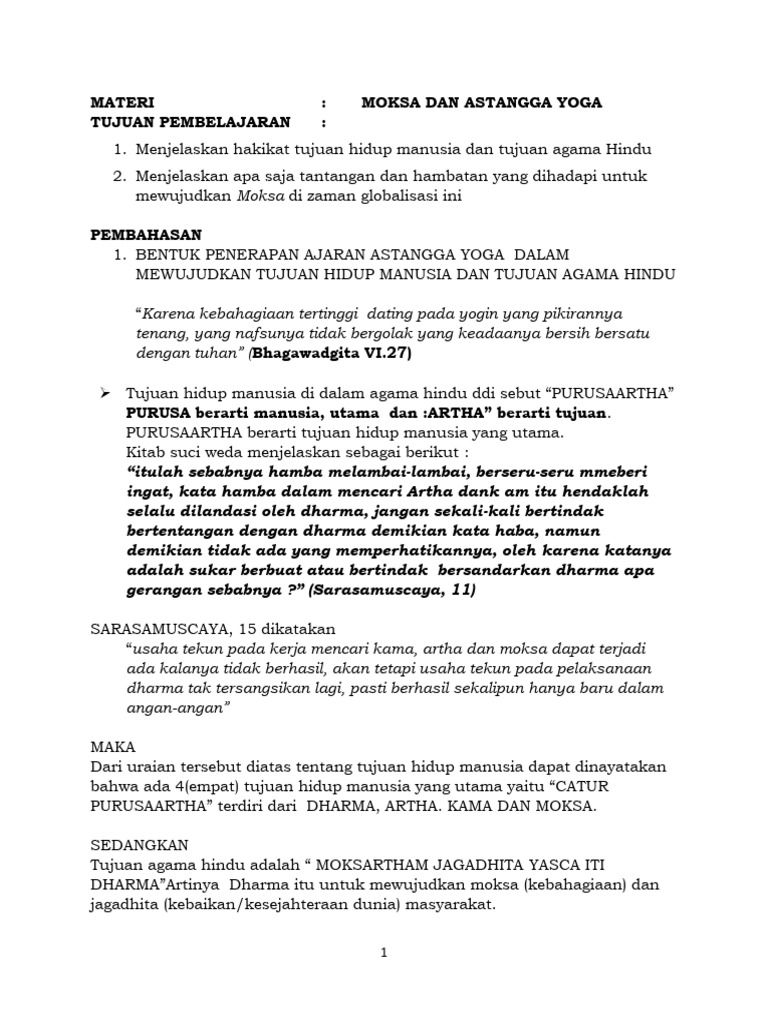 Ajaran Astangga Yoga dan Moksa | PDF