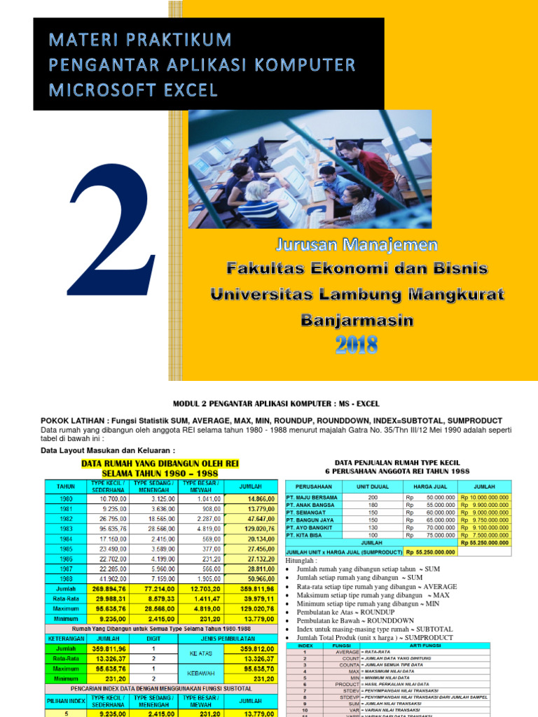 Modul 2. Praktikum Aplikasi Komputer Ms-Excel | PDF