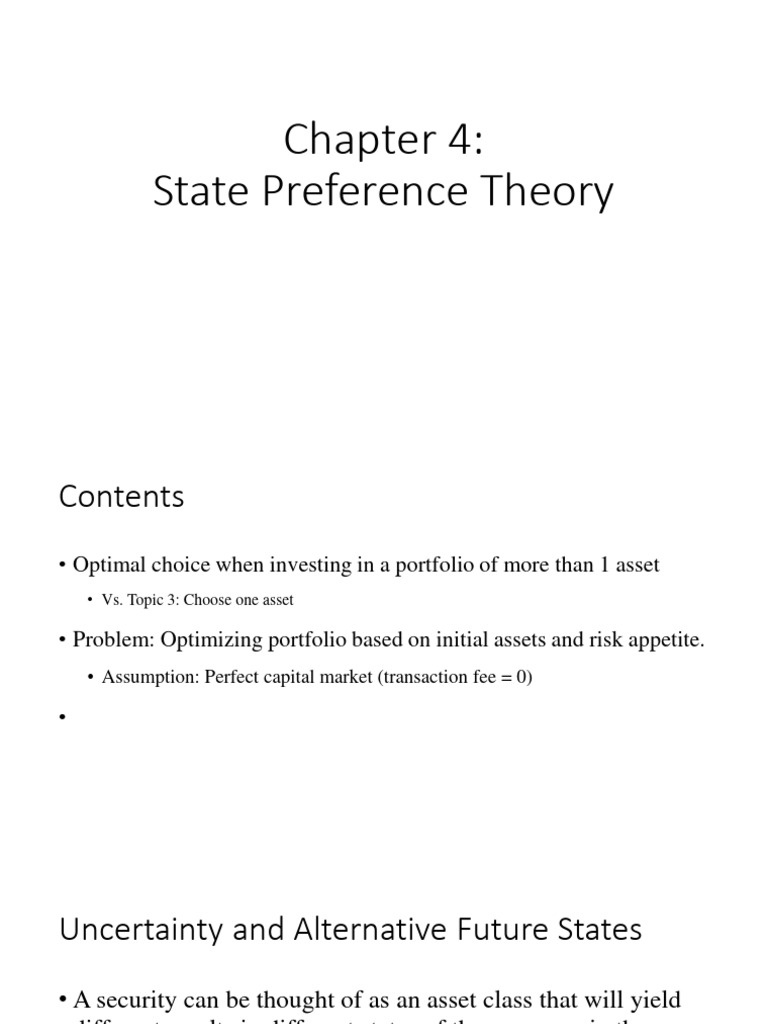 Chapter 4 - State Preference Theory | PDF | Investing | Securities (Finance)