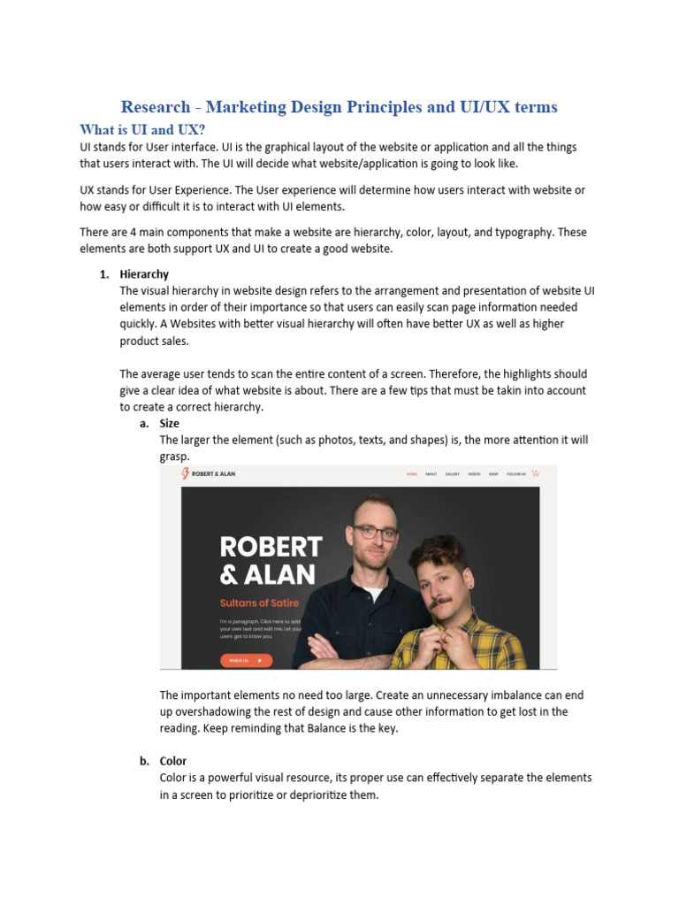 Research - Marketing Design Principles and UI UX Terms | PDF | User Interface | Page Layout