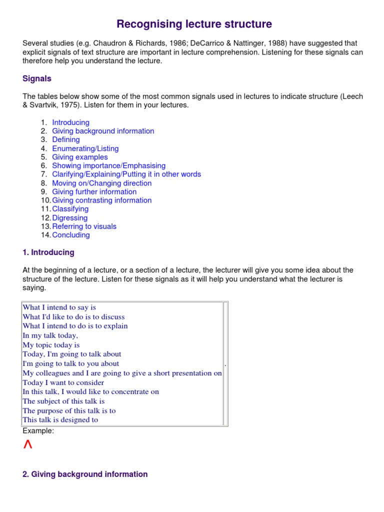Recognising Lecture Structure | PDF | Lecture | Information