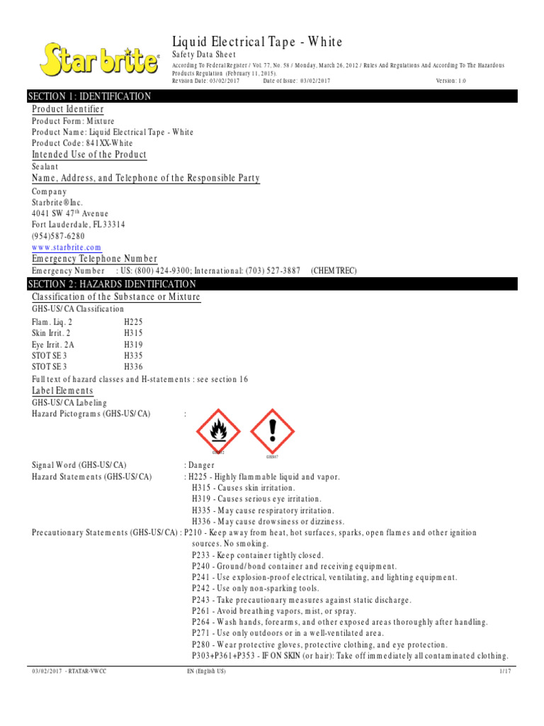 841xx-White Msds Na en | PDF | Firefighting | Fires