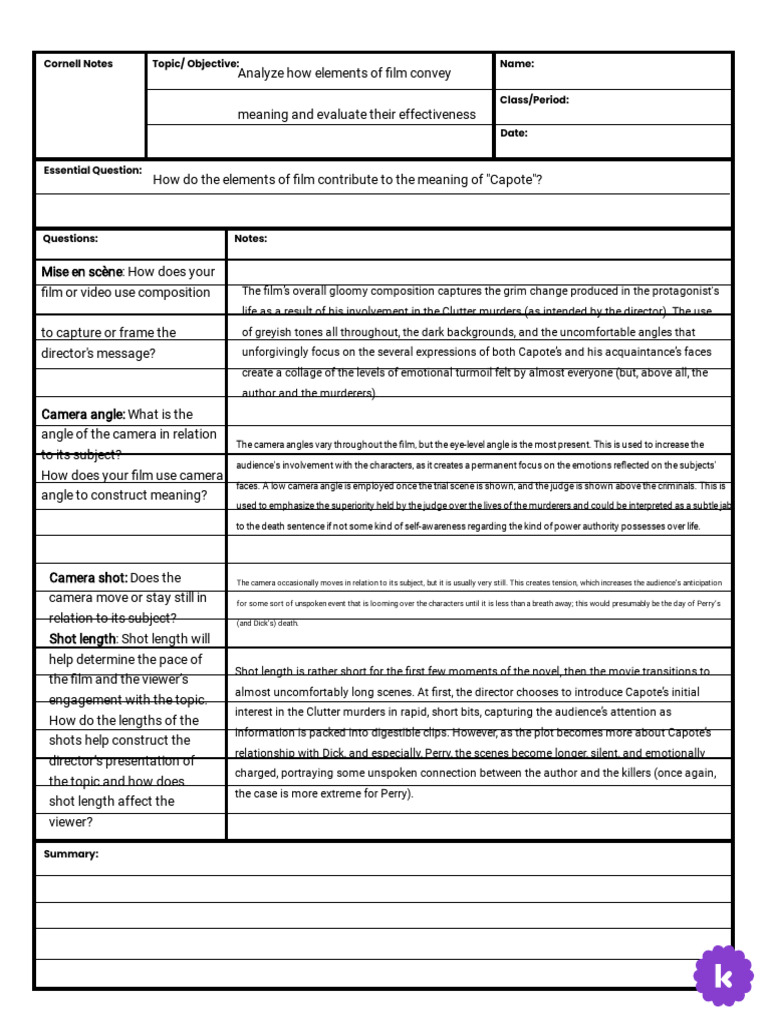 Analyzing Film Techniques in "Capote" | PDF | Camera