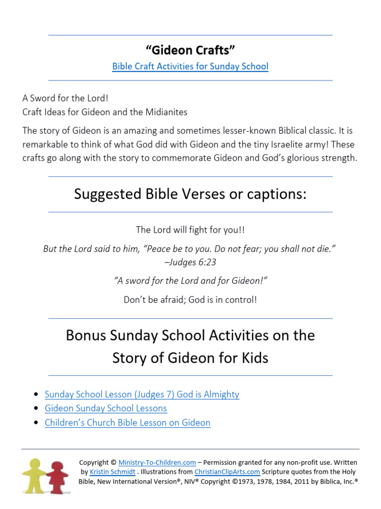 Gideon Craft Ideas For Sunday School | PDF | New International Version ...