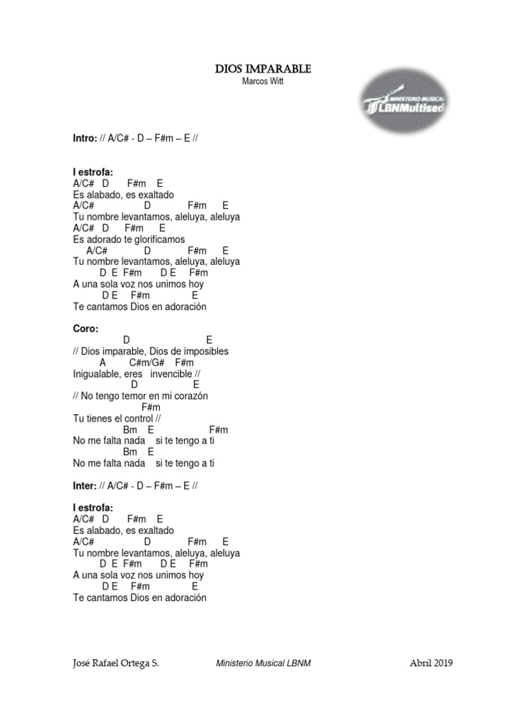 Dios Imparable - Cifrado Marcos Witt | PDF
