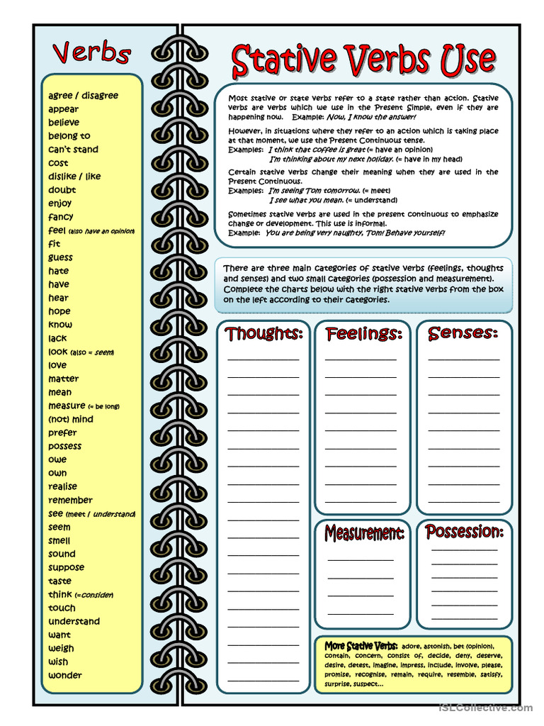 STATIVE VERBS With Keys Added | PDF