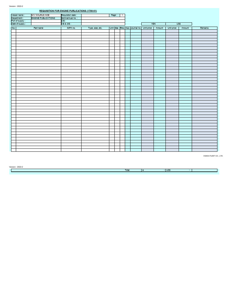 WA - 11242023 - Requisition For Engine Store Parts 2022-2 | PDF ...