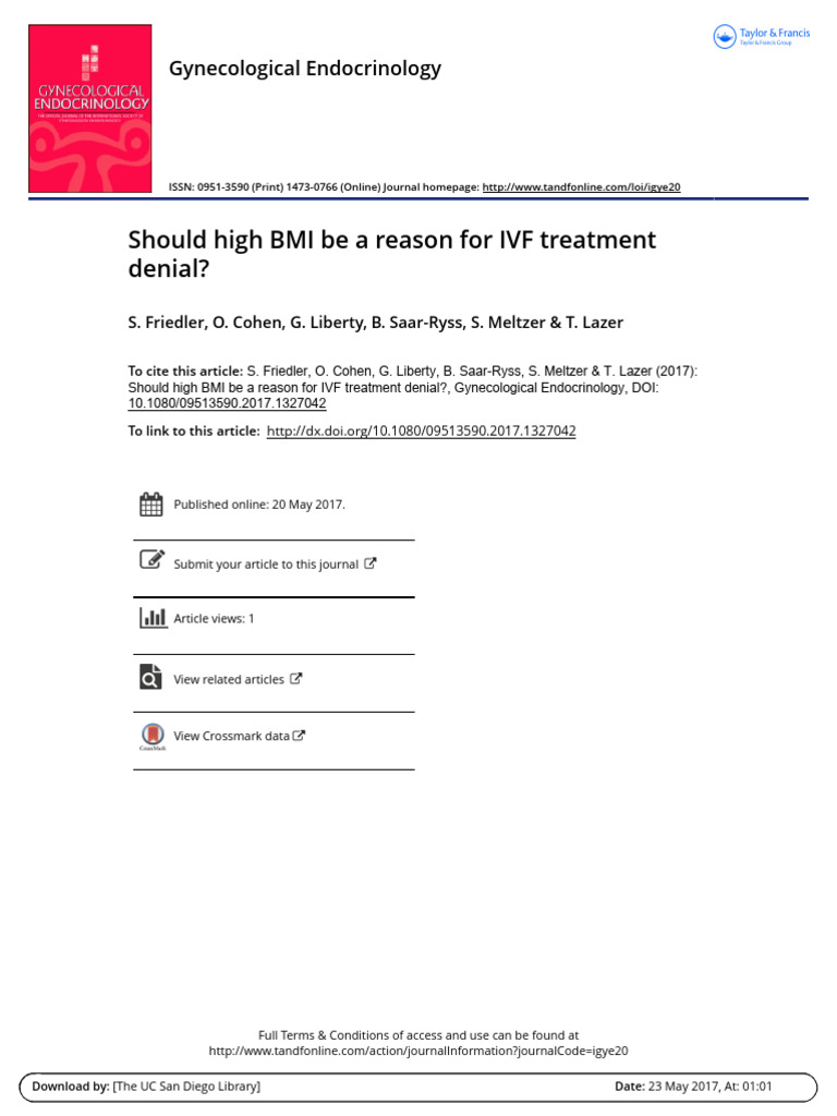 Should High BMI Be A Reason For IVF Treatment Denial? | PDF | In Vitro Fertilisation | Body Mass ...