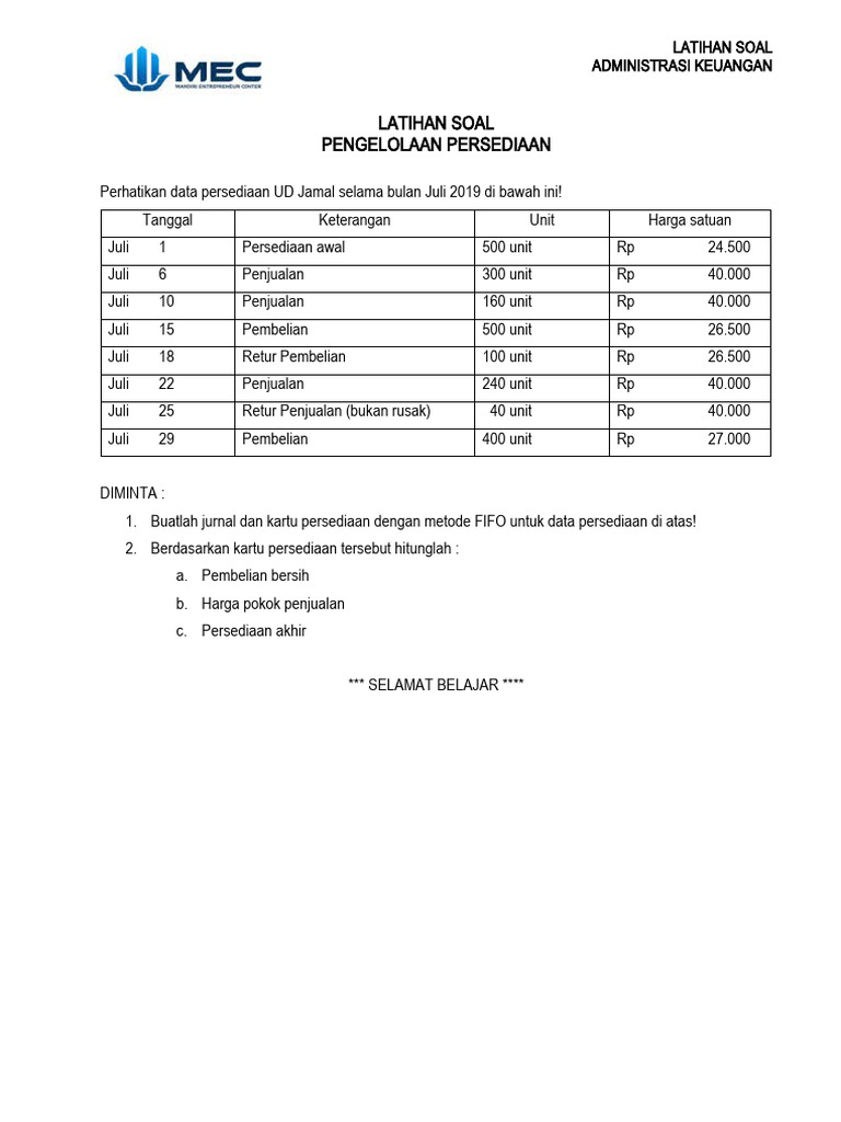 Latihan Perpetual FIFO | PDF