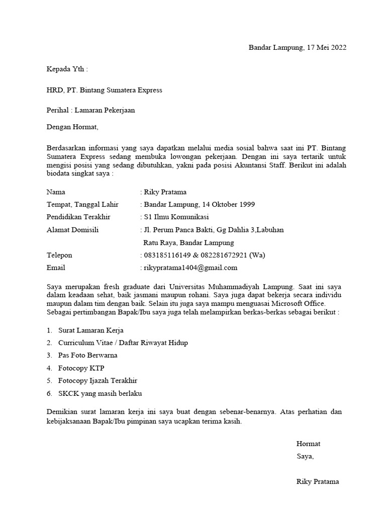 PT. Bintang Sumatera Express | PDF