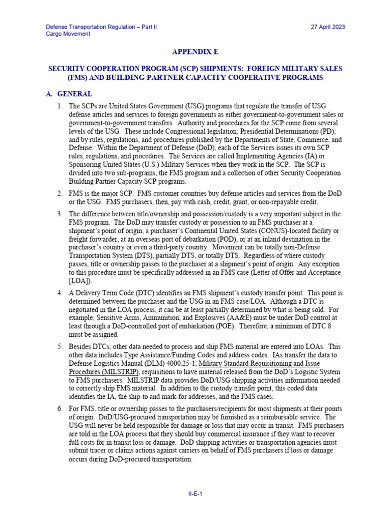 DTR Part II App e | PDF | Cargo | Freight Transport