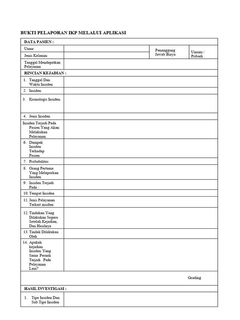 Laporan Insiden dan Grading IKP | PDF
