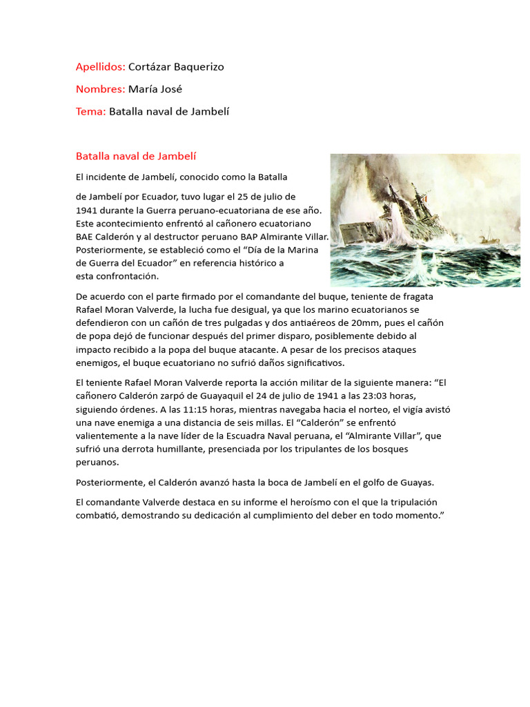 Batalla Naval de Jambeli Nautica | PDF