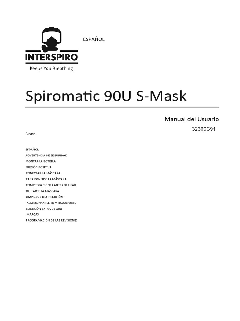 Manual de Usuario Spiromatic 90U S-Mask | PDF | Respiración | Agua