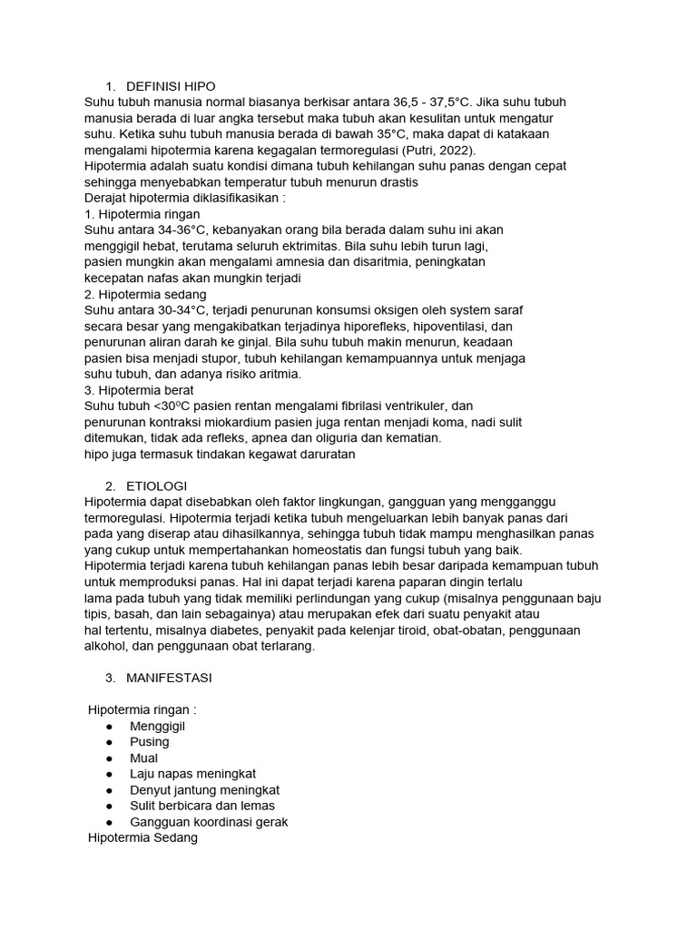 Memahami Hipotermia: Penyebab dan Penanganan | PDF