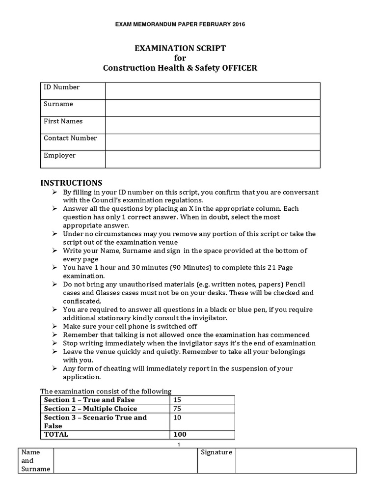 SACPCMP Exam Paper Example Sheet | PDF | Noise | Risk