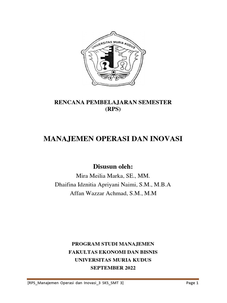 2022 Rps Manajemen Operasi | PDF