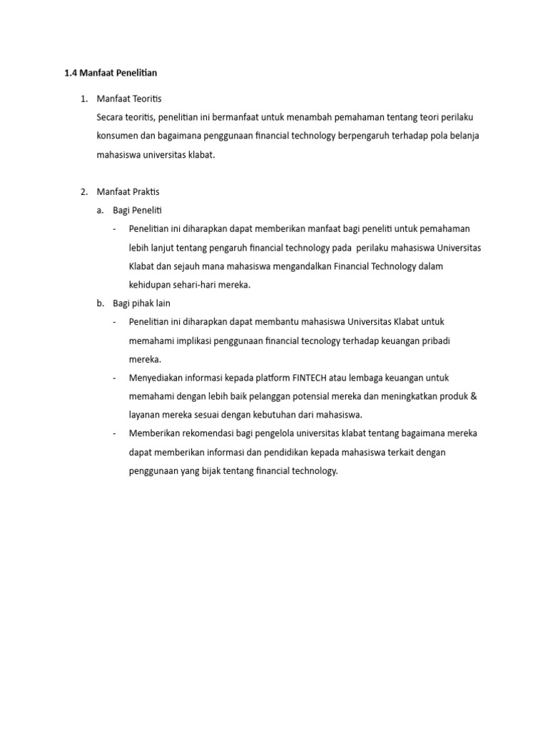 Manfaat Penelitian | PDF