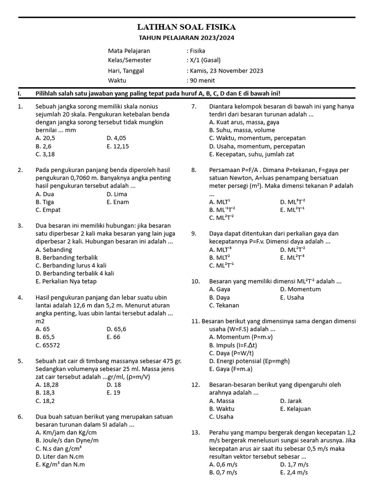 Latihan Soal Fisika Kelas X | PDF