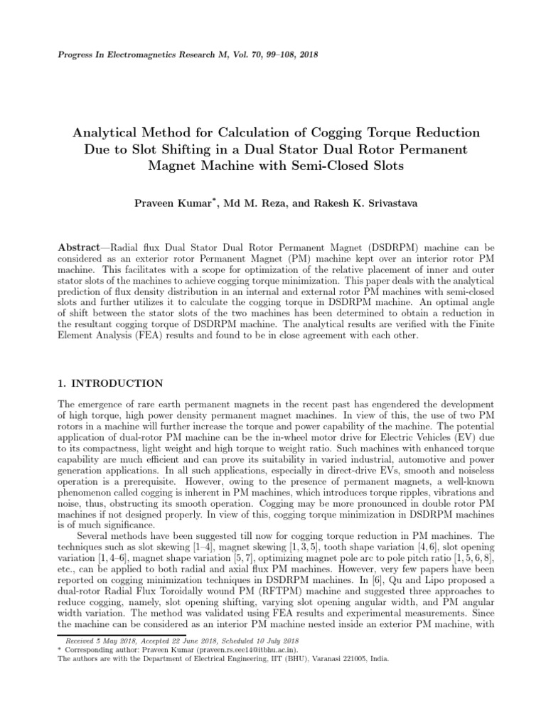 2018 Analytical Method For Calculation of Cogging Torque Reduction ... 2018 Analytical Method For Calculation of Cogging Torque Reduction ...
