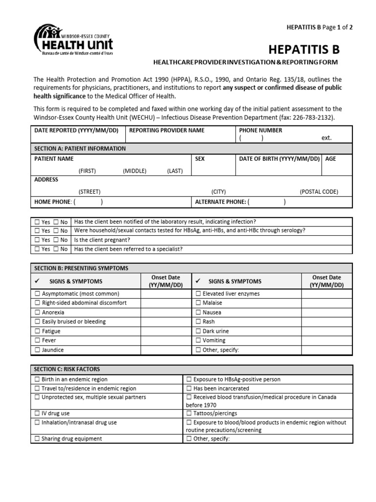 Hepatitis B HCP Reporting Form May2022 | PDF | Hepatitis | Hepatitis B