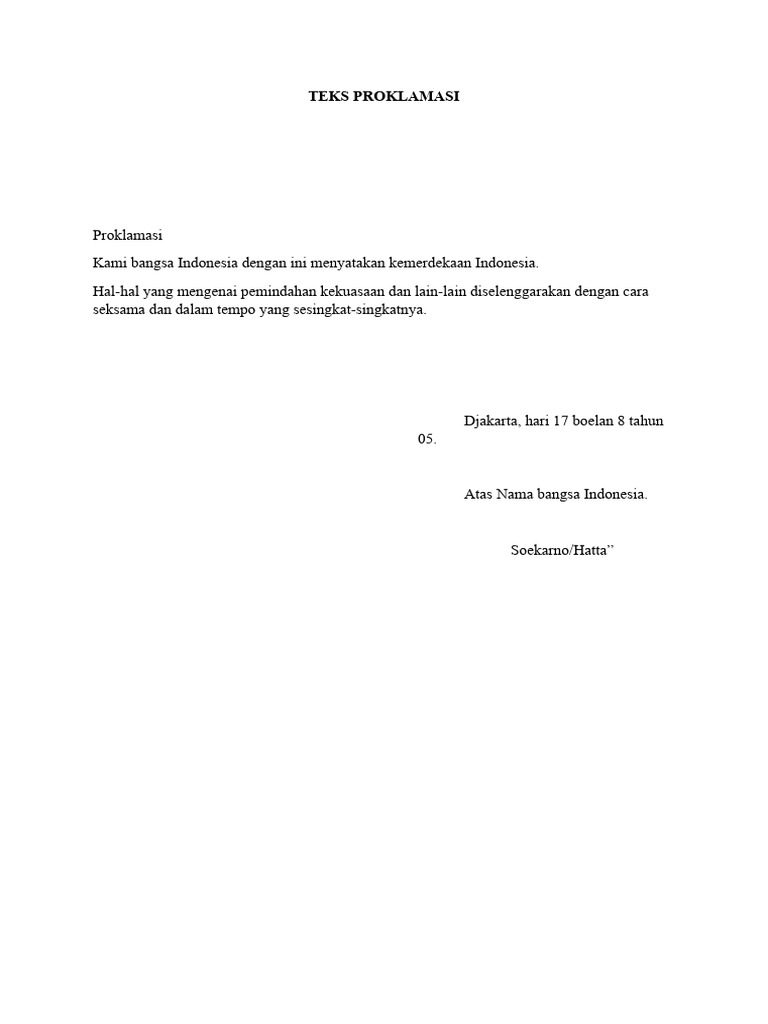 Teks Proklamasi | PDF | Ilmu Sosial