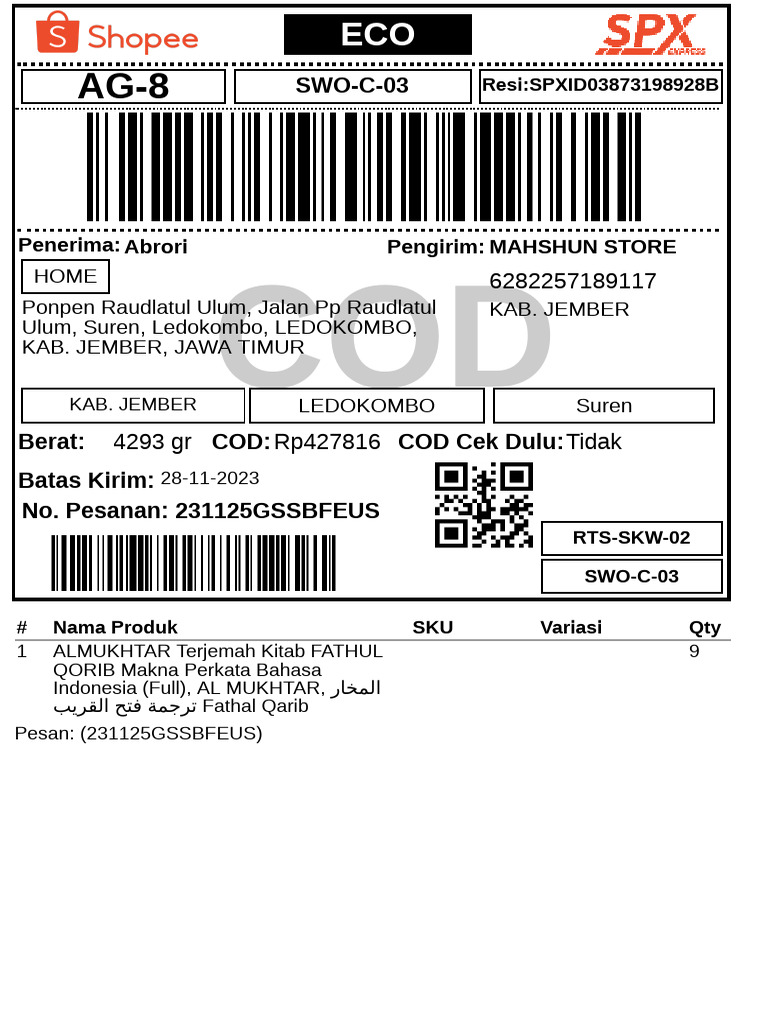 Contoh Label Shopee | PDF
