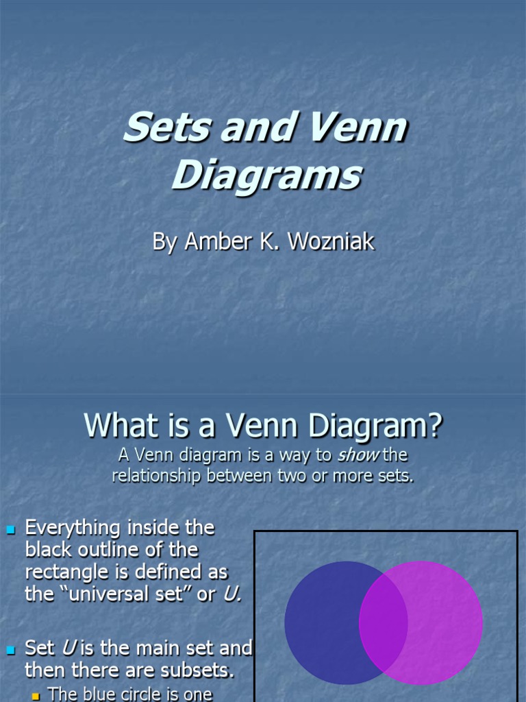 Sets and Venn Diagrams: by Amber K. Wozniak | Download Free PDF ...