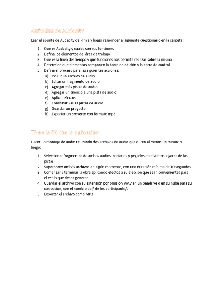 Actividad de Audacity | PDF
