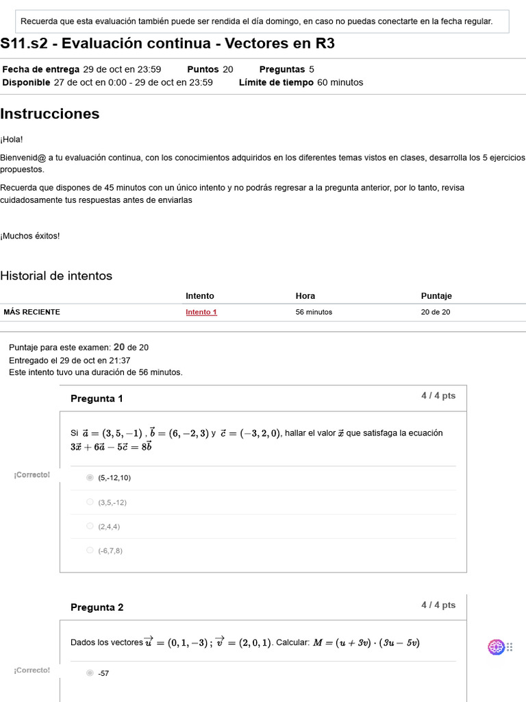 s11.s2 - Evaluación Continua - Vectores en r3 - Introduccion A La Matematica para Ingenieria ...