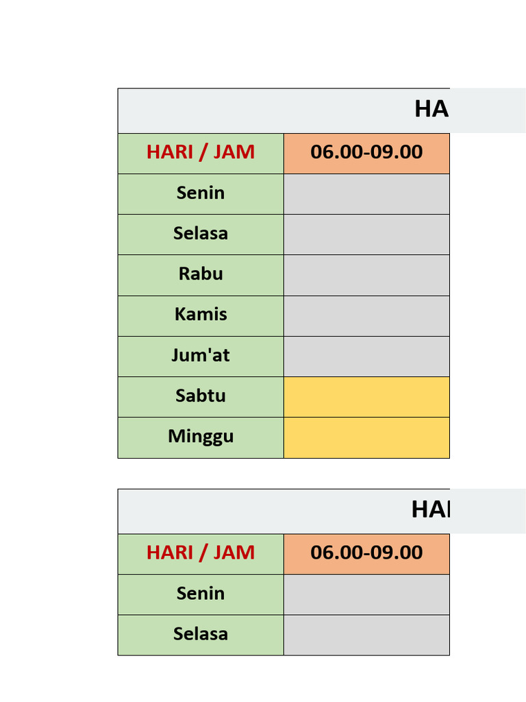 Jadwal PB GOR Template | PDF