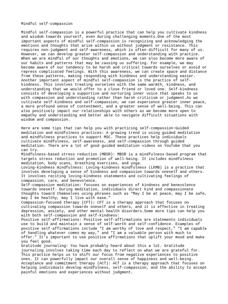 Mindful Self Compassion | PDF | Mindfulness | Compassion