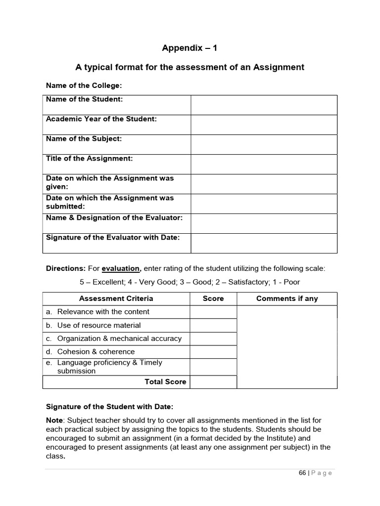 Assignment and Field Visit Assessment Format | PDF | Career & Growth | Art