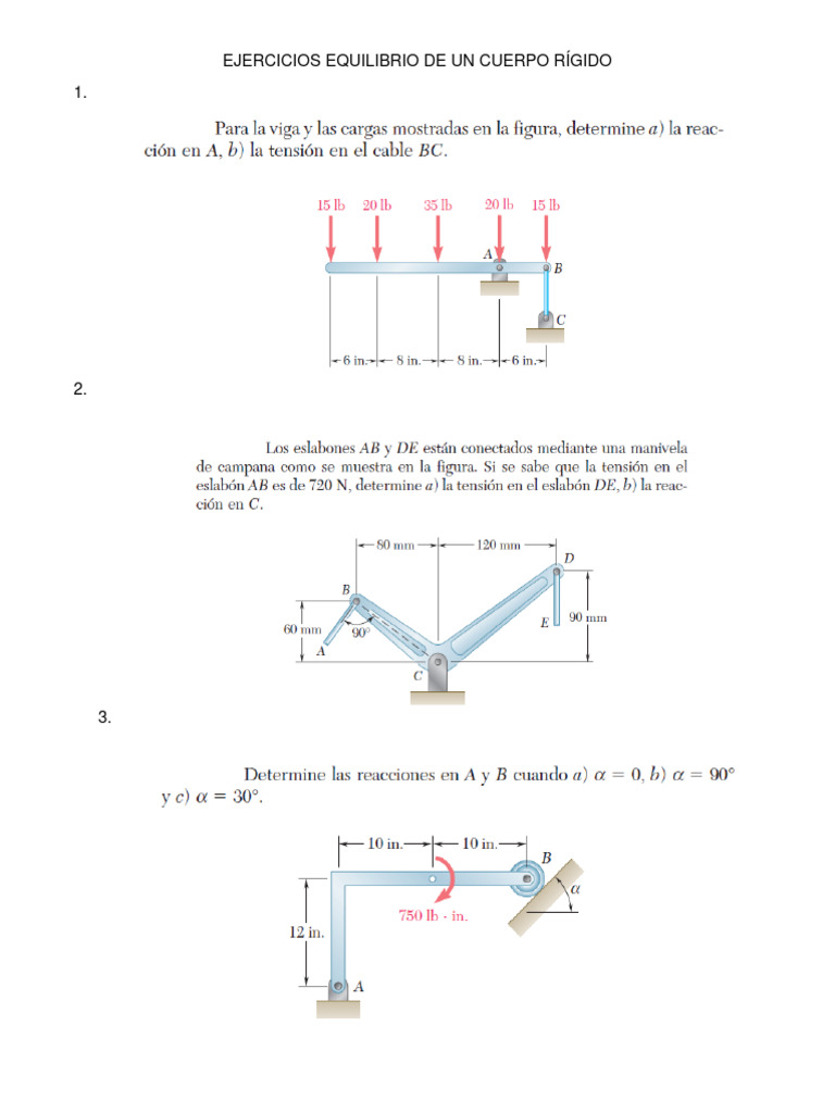 Ejercicios Diagrama de Cuerpo Libre 2D - 3D | PDF