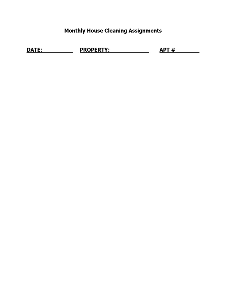 Monthly Cleaning Check Assignments | PDF | Washing Machine | Clothes Dryer