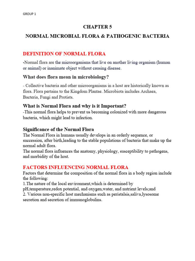 Chapter 5 Normal Microbial Flora and Pathogenic Bacteria Hard | PDF ...