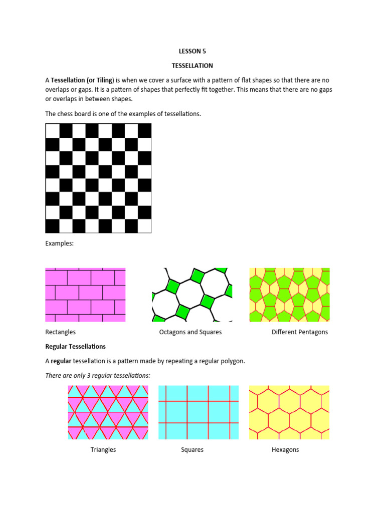 Lesson 5 Tessellation | PDF | Symmetry | Shape