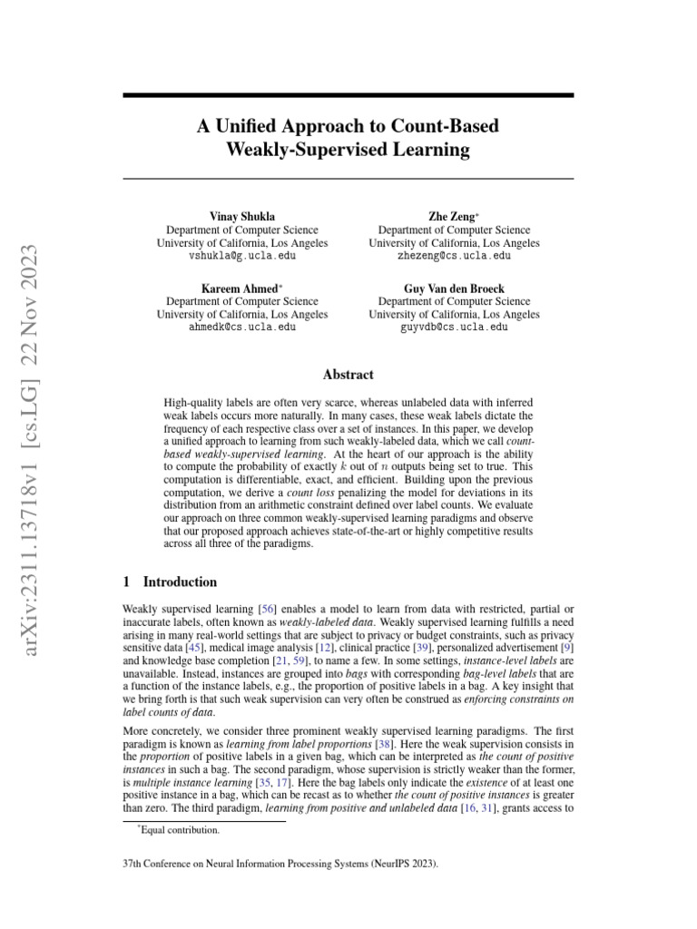 A Unified Approach To Count-Based Weakly-Supervised Learning | PDF | Statistical Classification ...