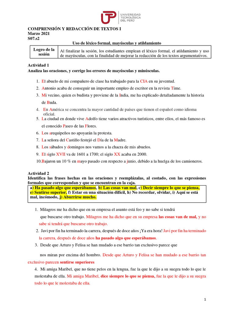 Redacción Formal: Oraciones y Correcciones | PDF | Lingüística