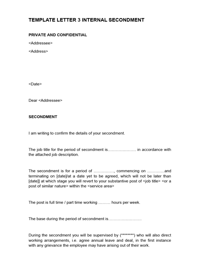 Template Letter 3 Internal Secondment | PDF | Finance & Money Management