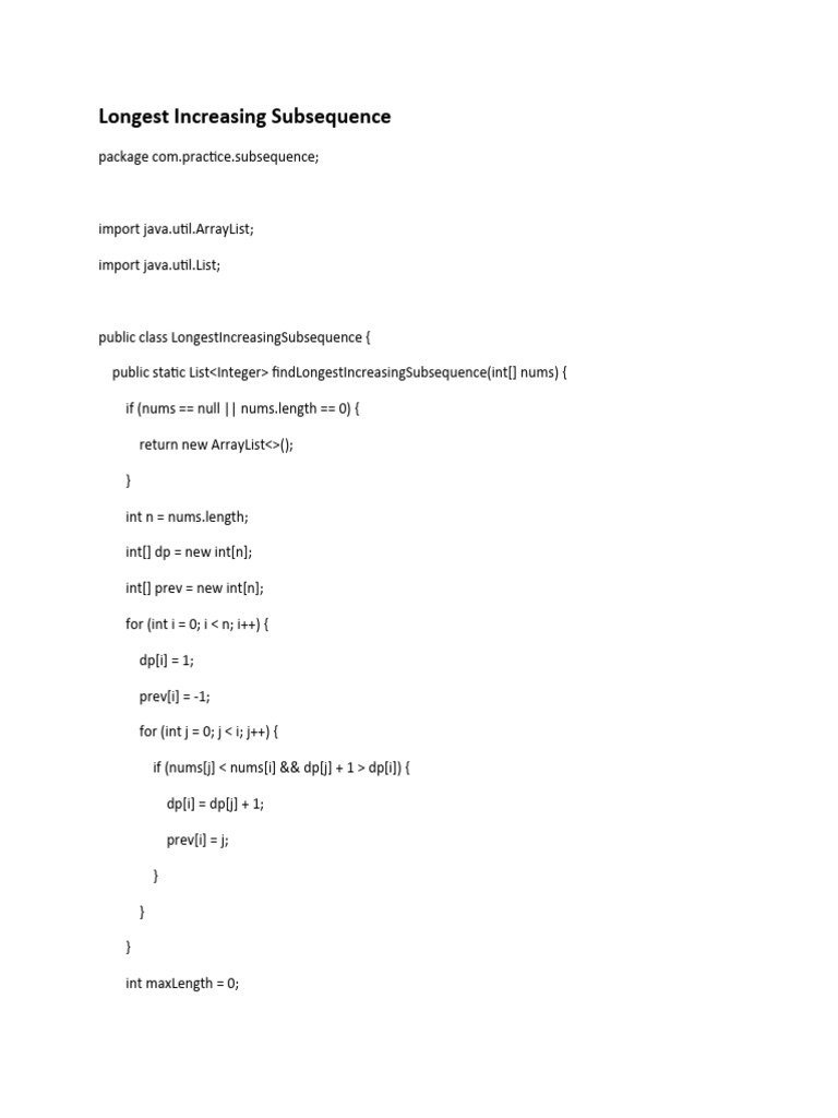 Longest Increasing Subsequence | PDF Longest Increasing Subsequence | PDF