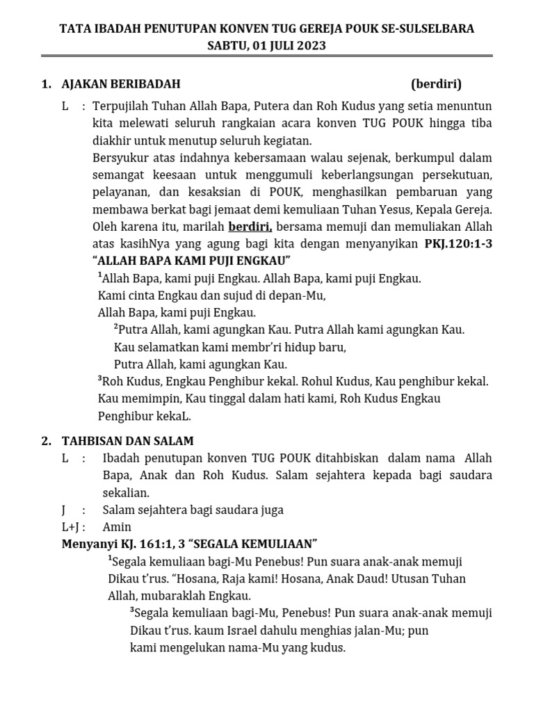 Liturgi Penutupan Konven Tug 2023 | PDF | Agama & Spiritualitas