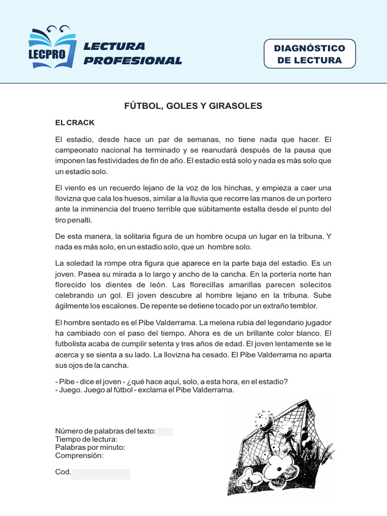 Lectura Fútbol, Goles y Girasoles 01 Texto | PDF