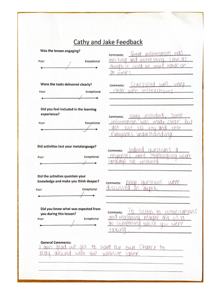 Lesson 3 - Student Feedback | PDF