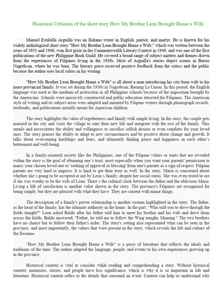 Historical Analysis of Arguilla's Story | PDF | Behavioural Sciences ...