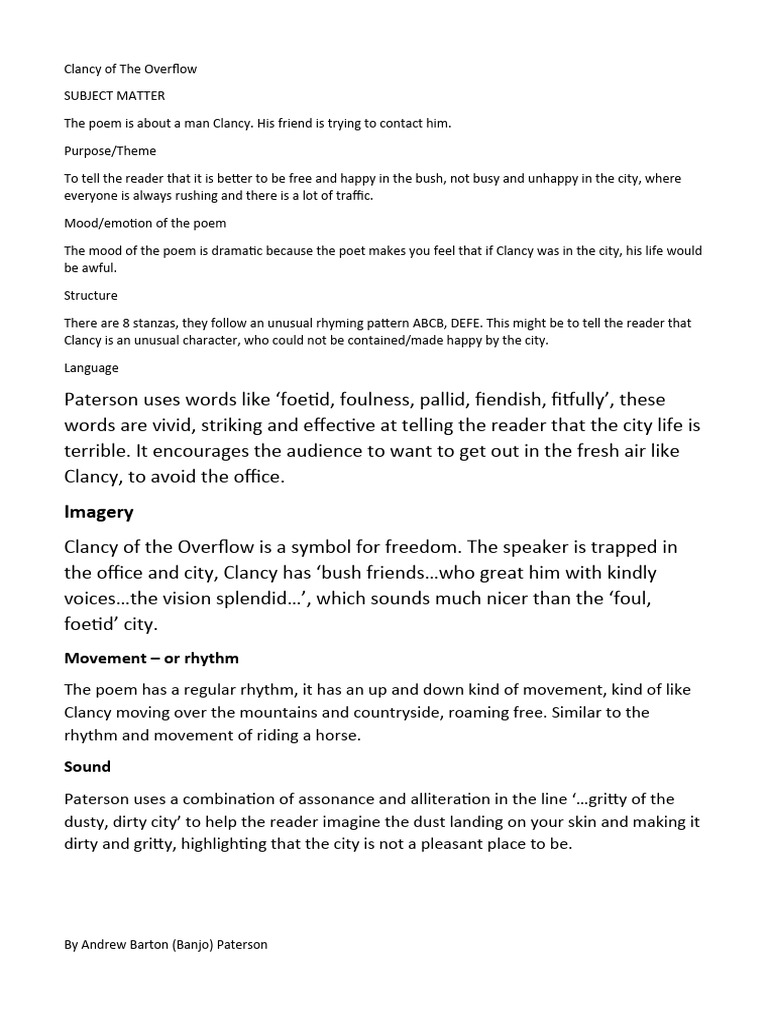 Clancy of The Overflowspecs and Slims | PDF