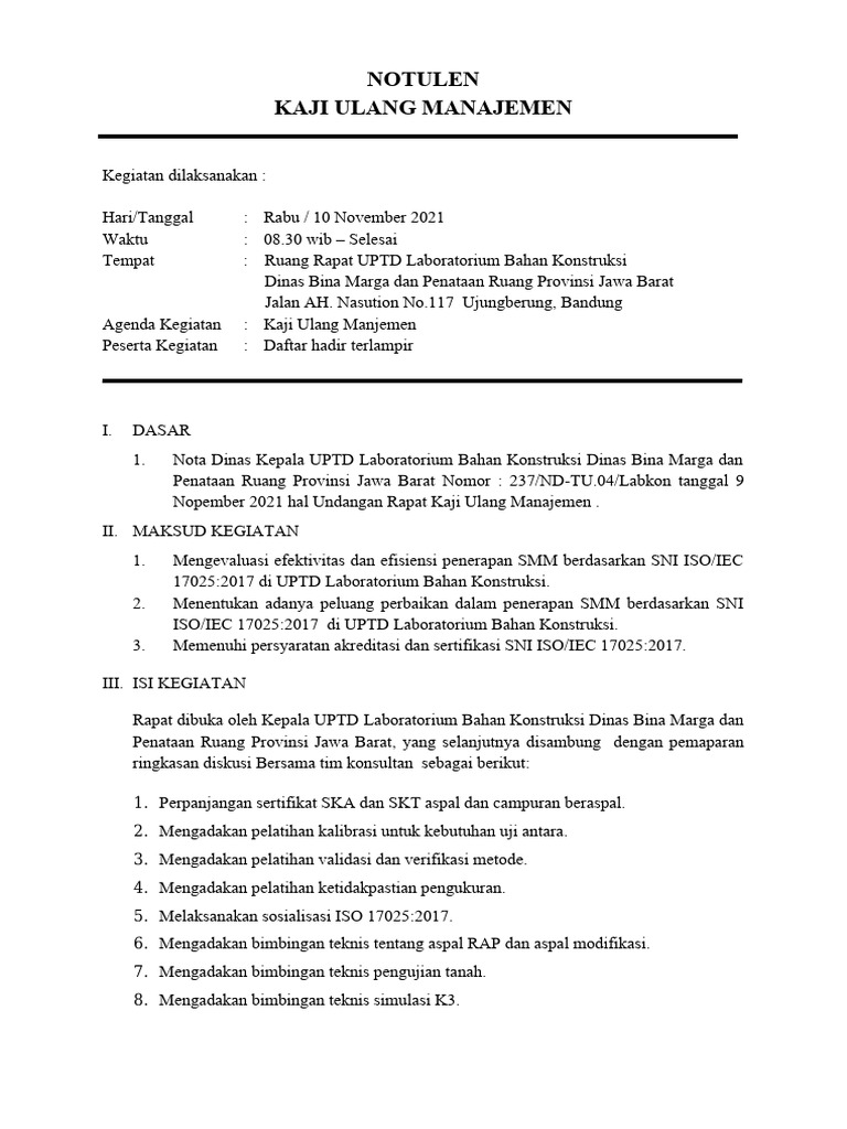 Notulen Kaji Ulang Manajemen 2 | PDF