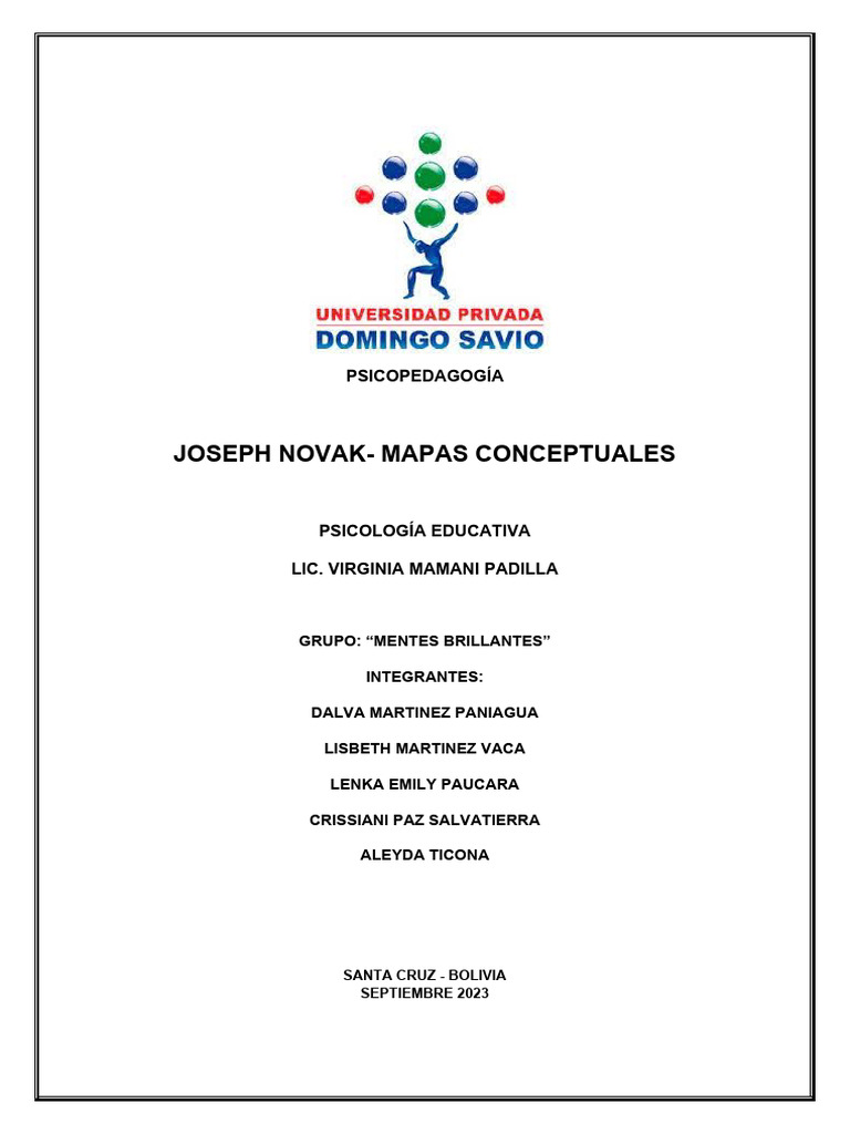 Joseph Novak - Grupo 10 | PDF | Aprendizaje | Evaluación