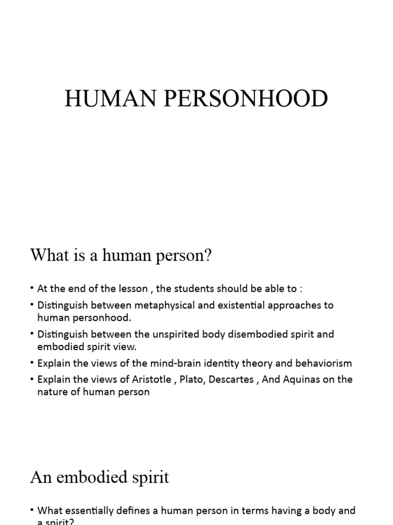 Human Personhood | PDF | Soul | Mind